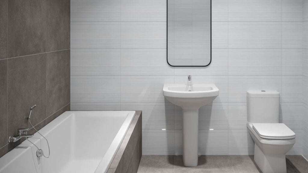 Tranquil Retreat: Light Grey Bathroom Tiles for a Soothing Bath ...