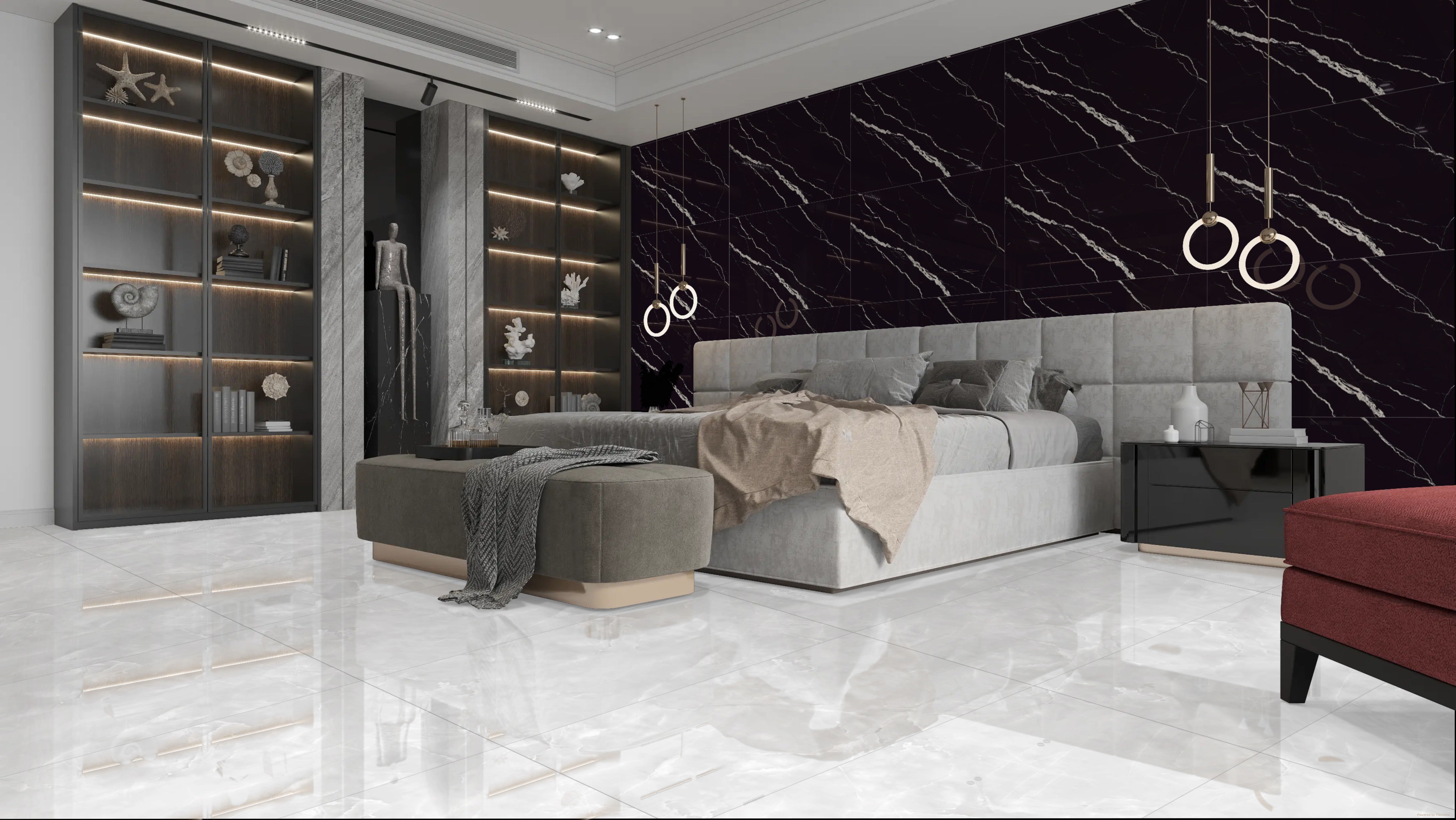 Black and White Gloss 600mm x 1200mm Porcelain Tiles– Tiles Universe