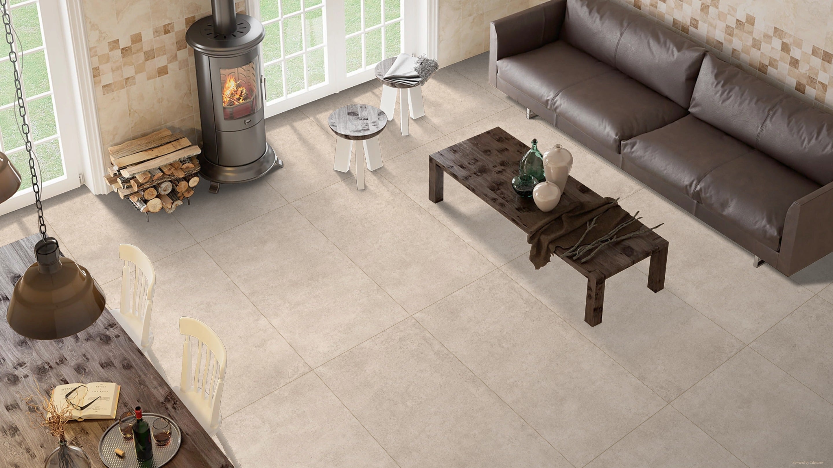 Cream Matt 600mm x 1200mm Cloudy Crema Porcelain Floor Tile– Tiles Universe