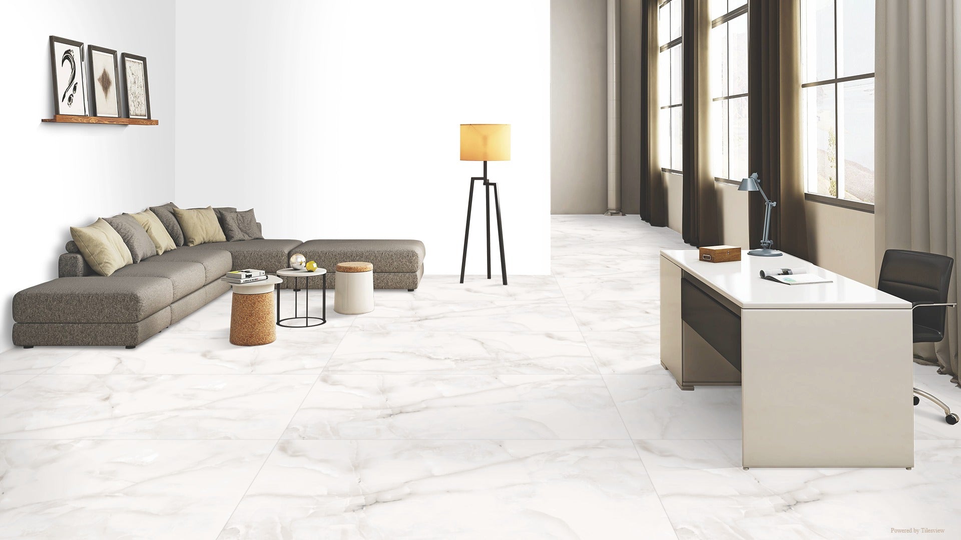 Light Grey Onyx 600mm x 1200mm Matt Porcelain Floor Tiles– Tiles Universe