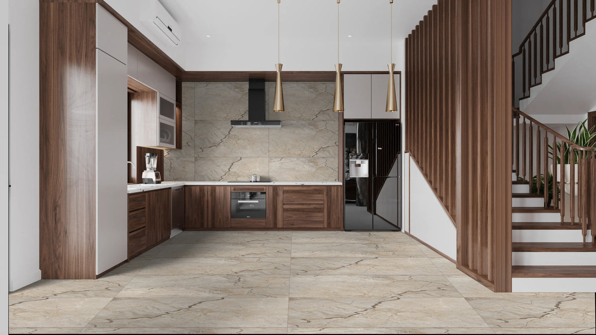 Brown Marble Matt 600mm x 1200mm Porcelain Tile– Tiles Universe