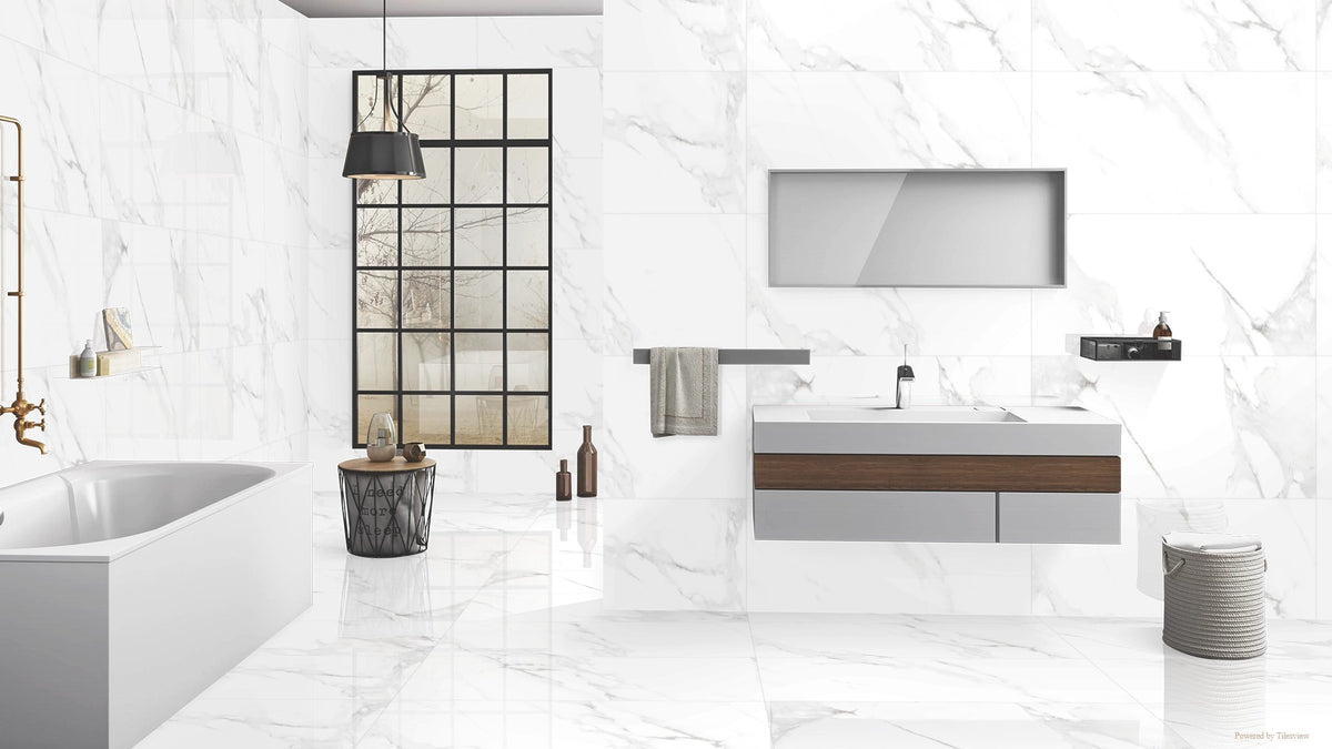Statuario 60x120 Polished | White Marble, Statuario | Tiles Universe, UK