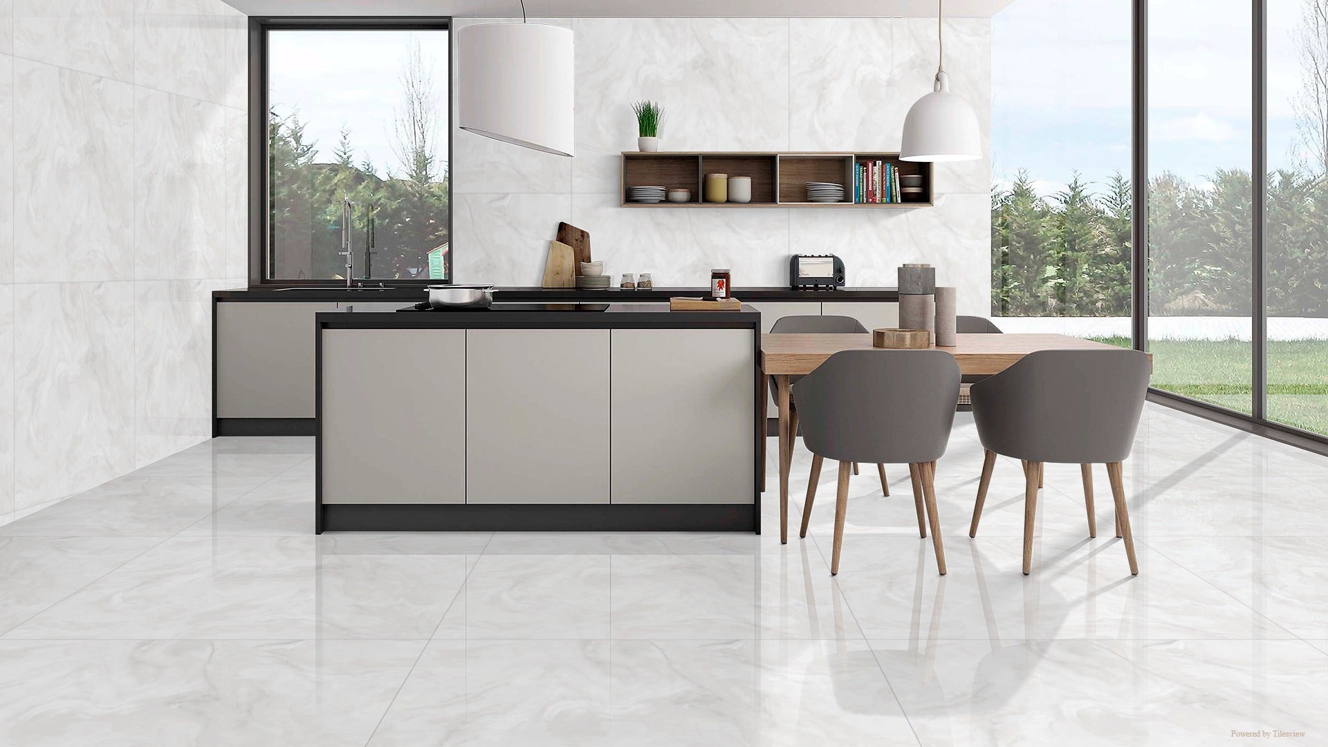 Snow White Gloss Porcelain Floor Tiles 1200x1200mm | Tiles Universe