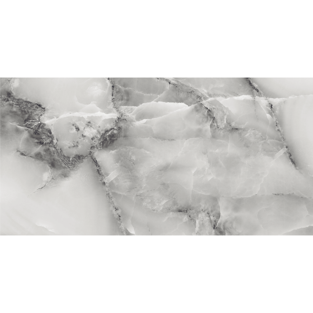 Large Grey Onyx 600mm x 1200mm Porcelain Super Gloss Tile– Tiles Universe